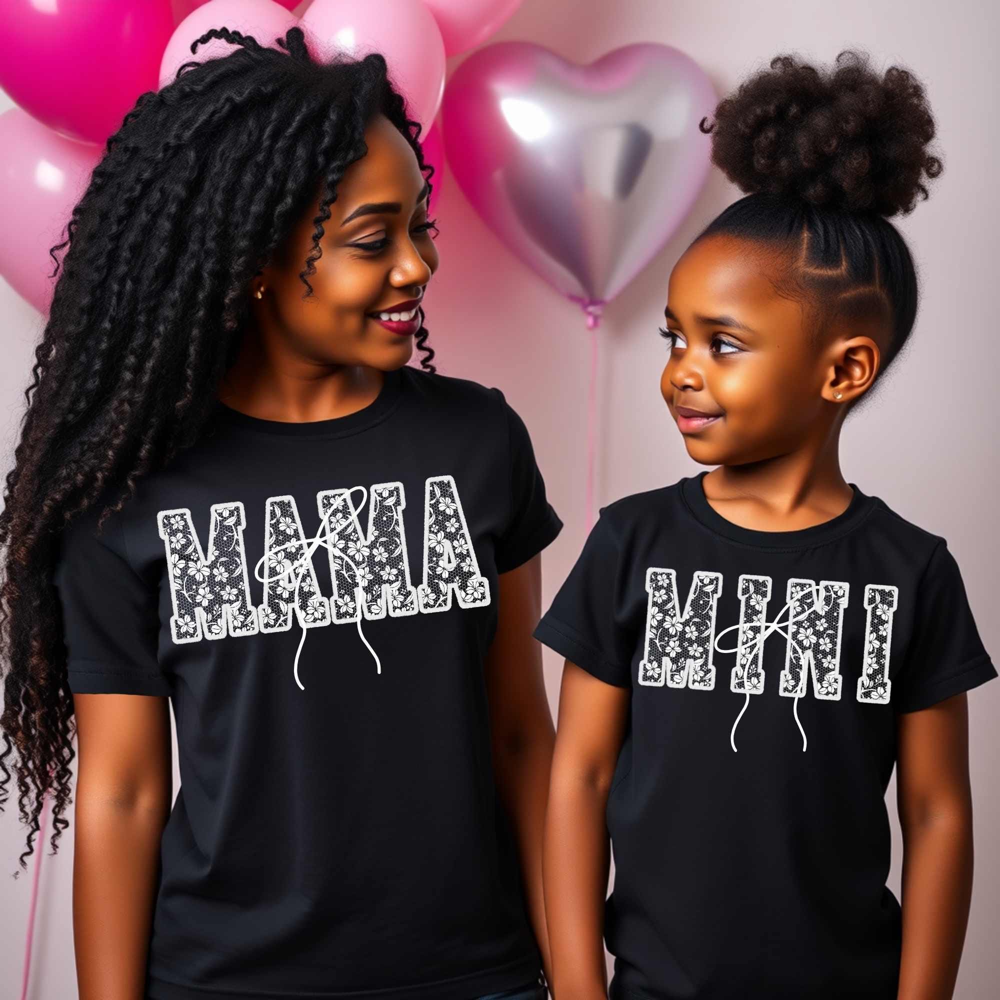 Lace Mama Mini Png Coquette Matching Mommy and Me Png Faux Embroidery ...