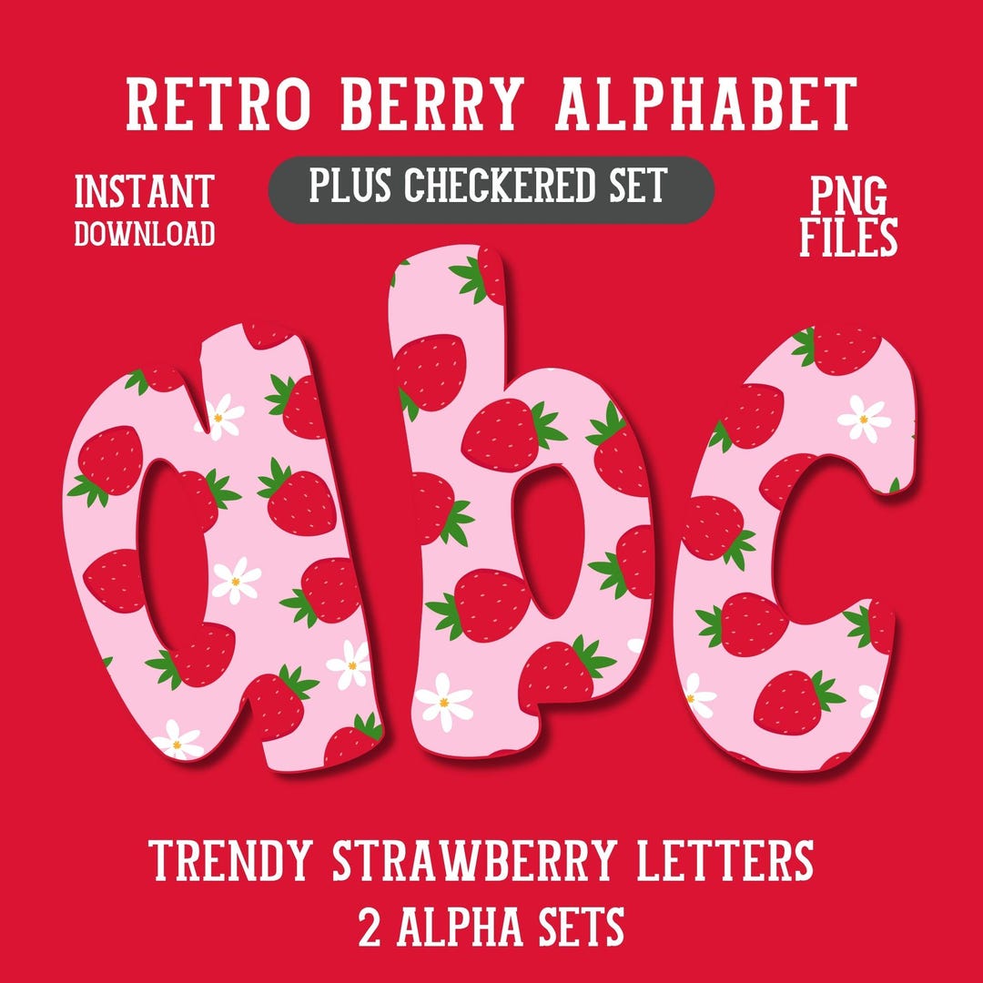 Strawberry Alpha Png Summer Fruit Letters Bundle Coquette Berry ...