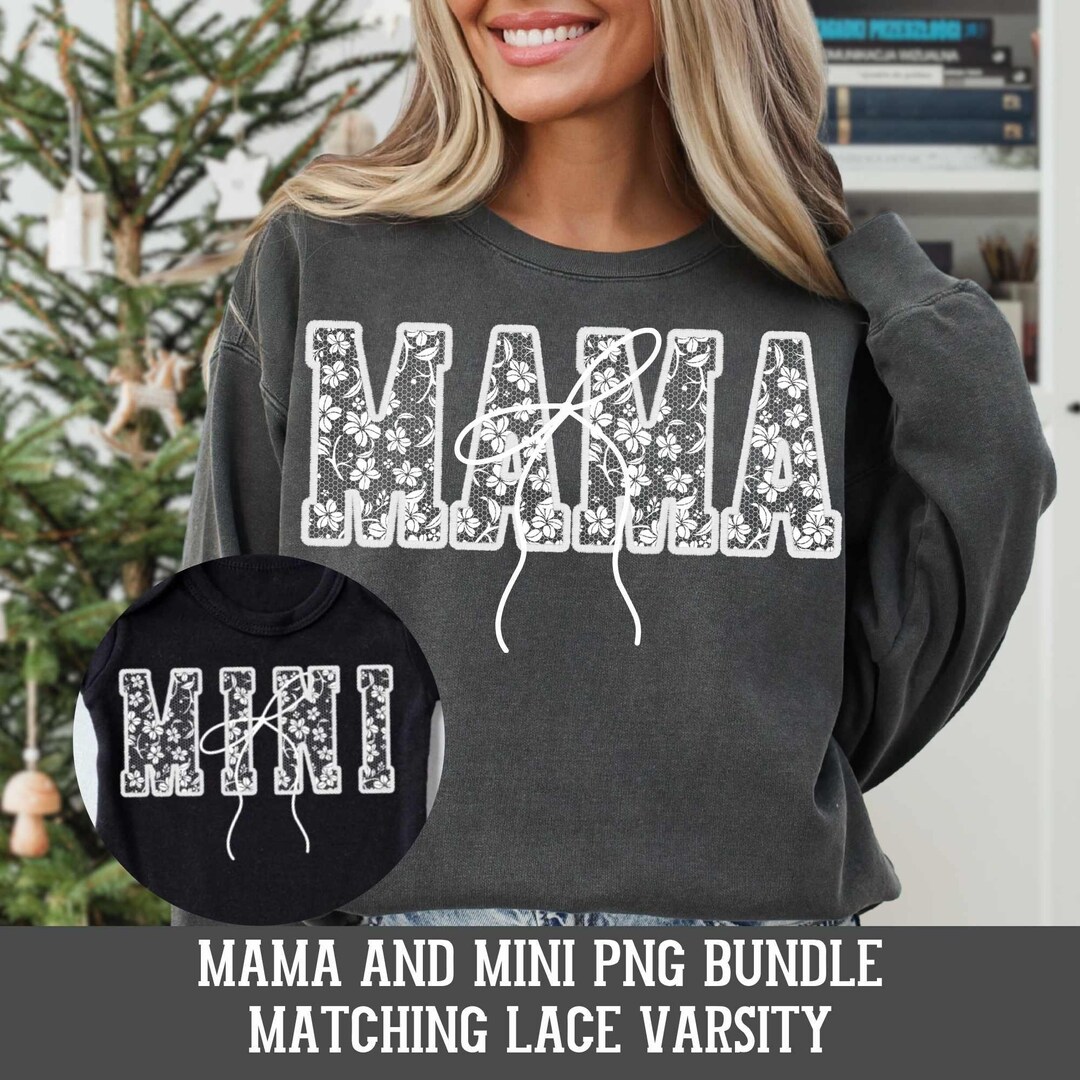 Lace Mama Mini Png Coquette Matching Mommy and Me Png Faux Embroidery ...