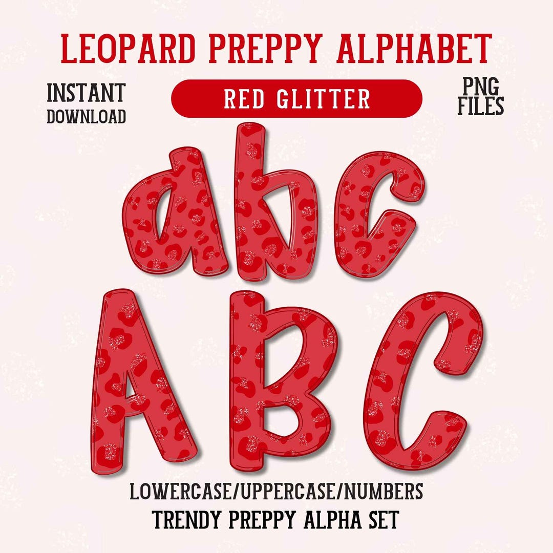 Red Leopard Preppy Alphabet Png Glitter Leopard Letter Red Cheetah ...