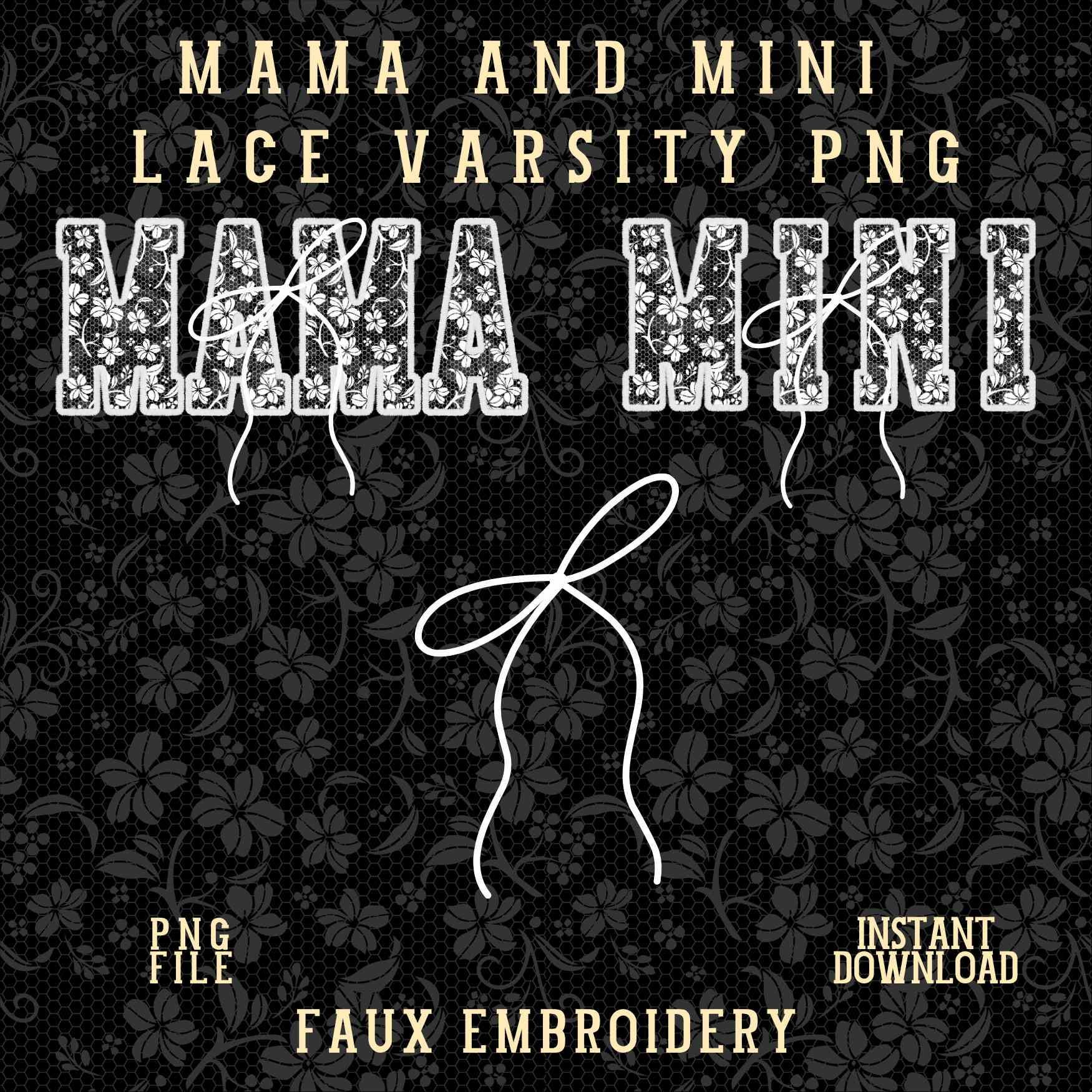 Lace Mama Mini Png Coquette Matching Mommy and Me Png Faux Embroidery ...