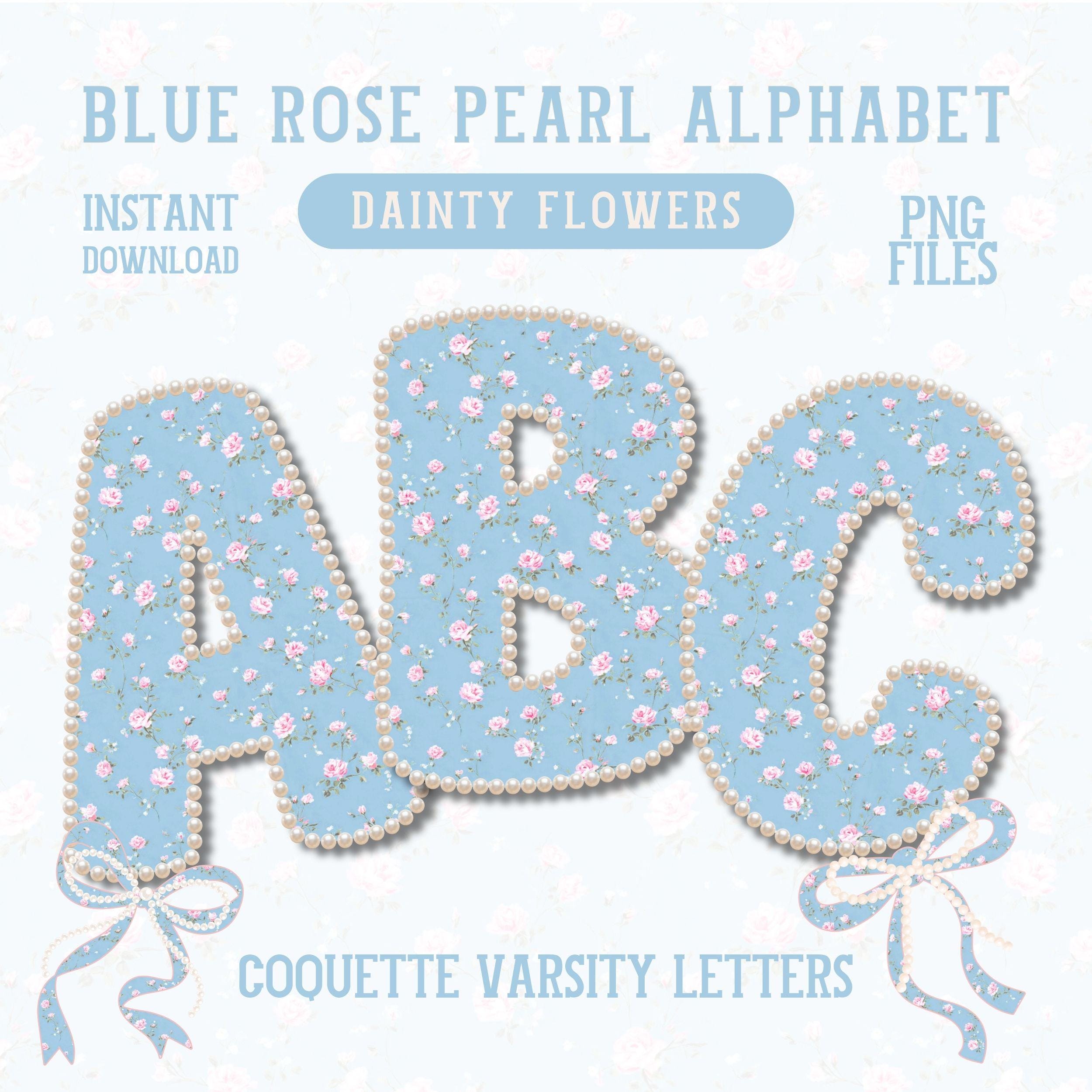Pearl Floral Alphabet Set Png Coquette Rose Spring Letters Preppy ...