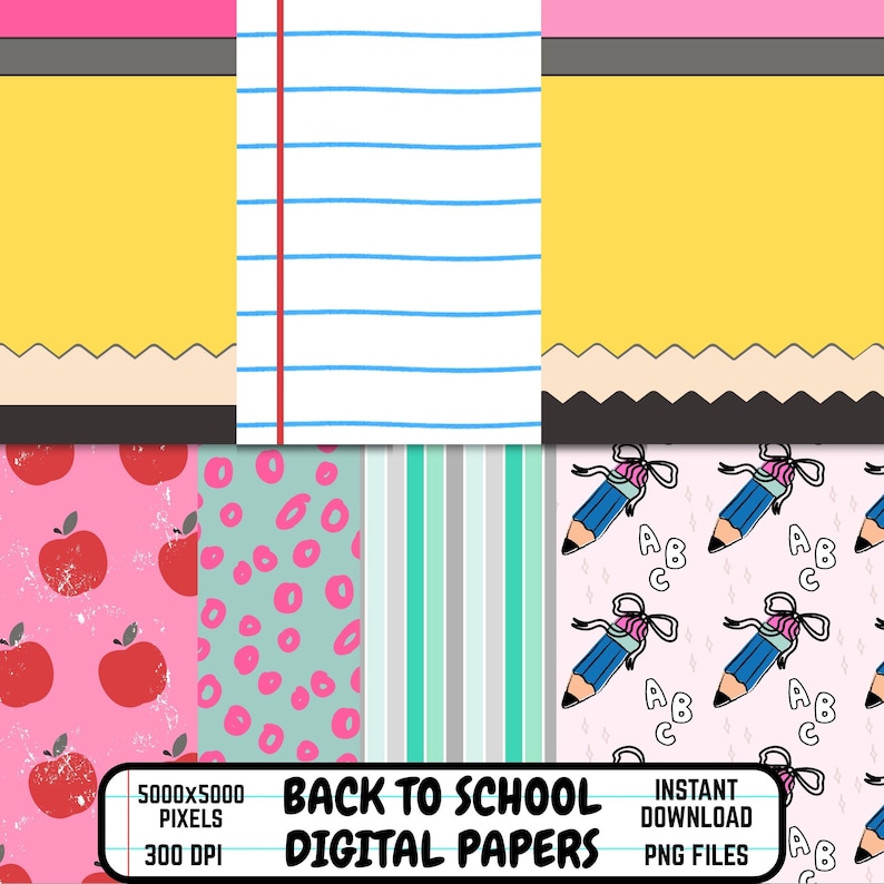 Back to School Digital Paper Composition Notebook Class School Supplies ...