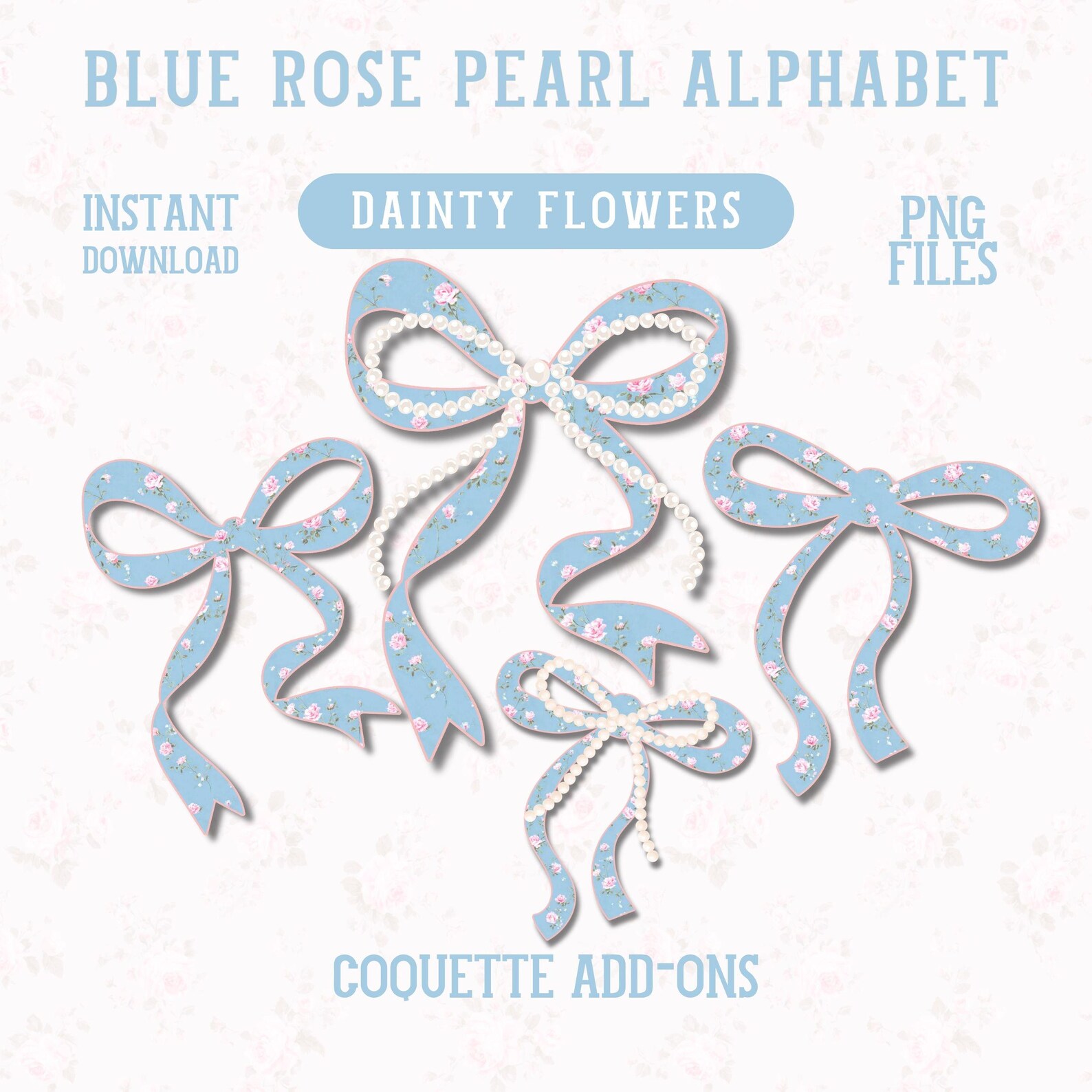 Pearl Floral Alphabet Set Png Coquette Rose Spring Letters Preppy ...