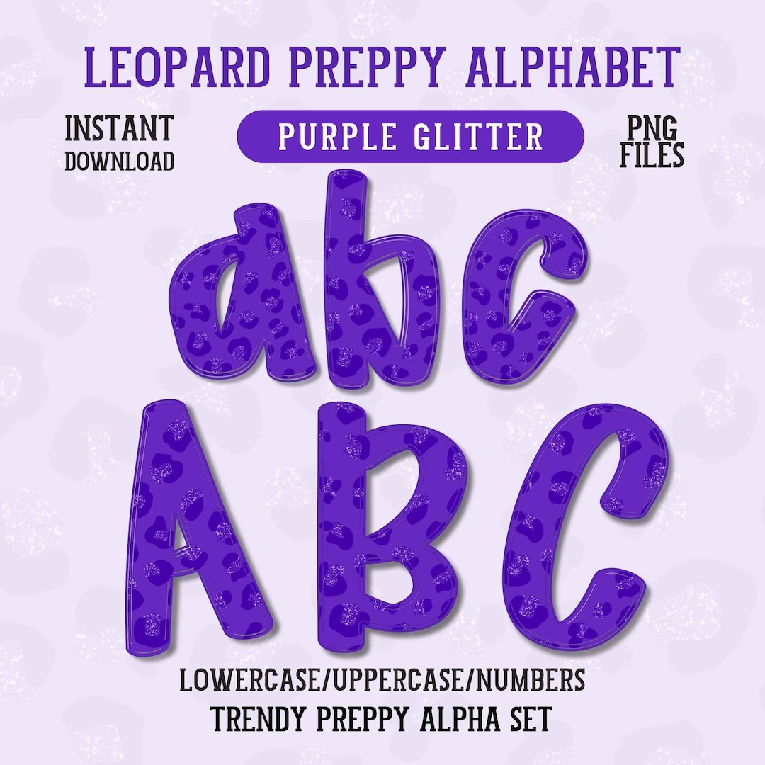 Purple Leopard Preppy Alphabet Png Glitter Leopard Letter Purple ...
