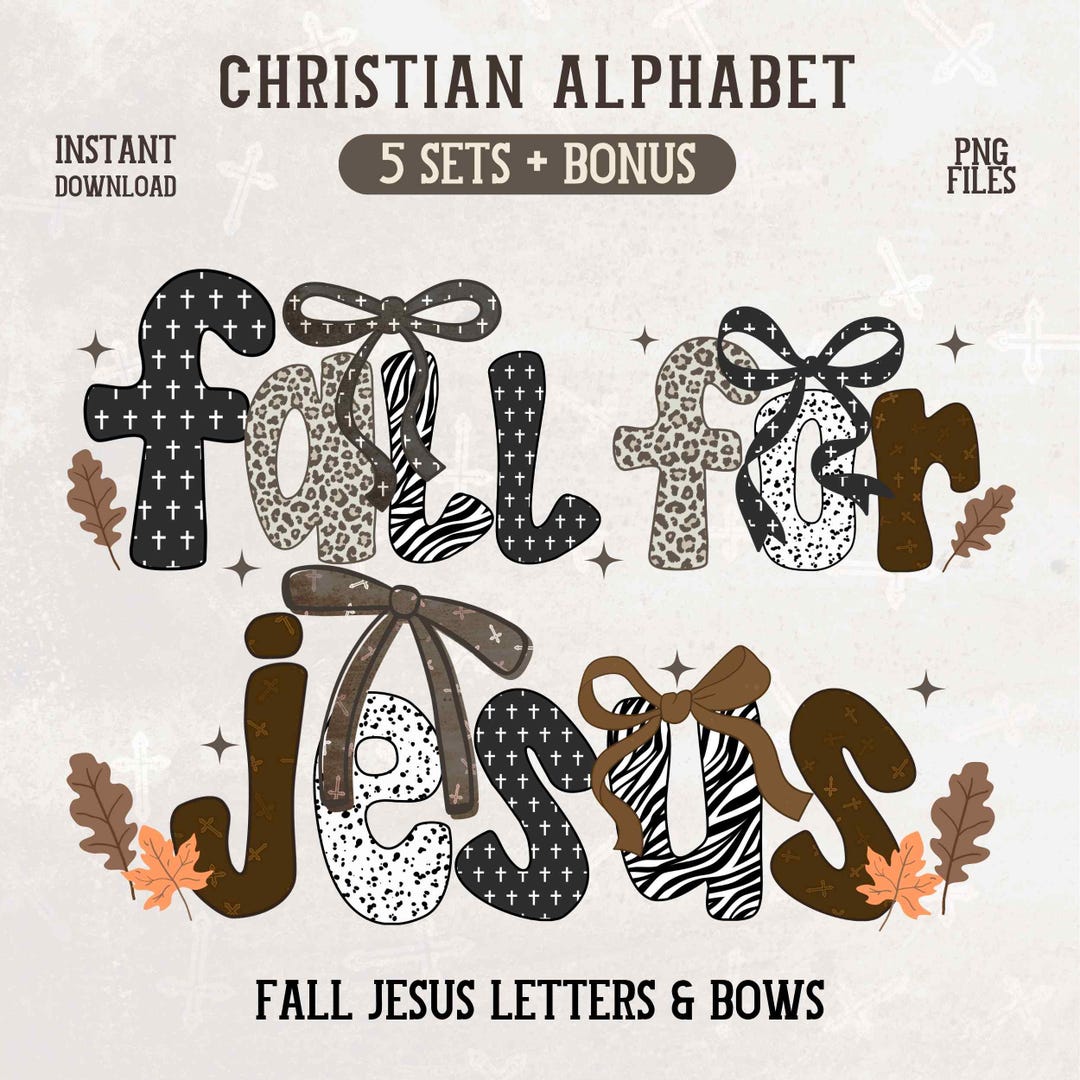 Preppy Christian Alphabet PNG, Fall Faith Letters Coquette Jesus Alpha ...