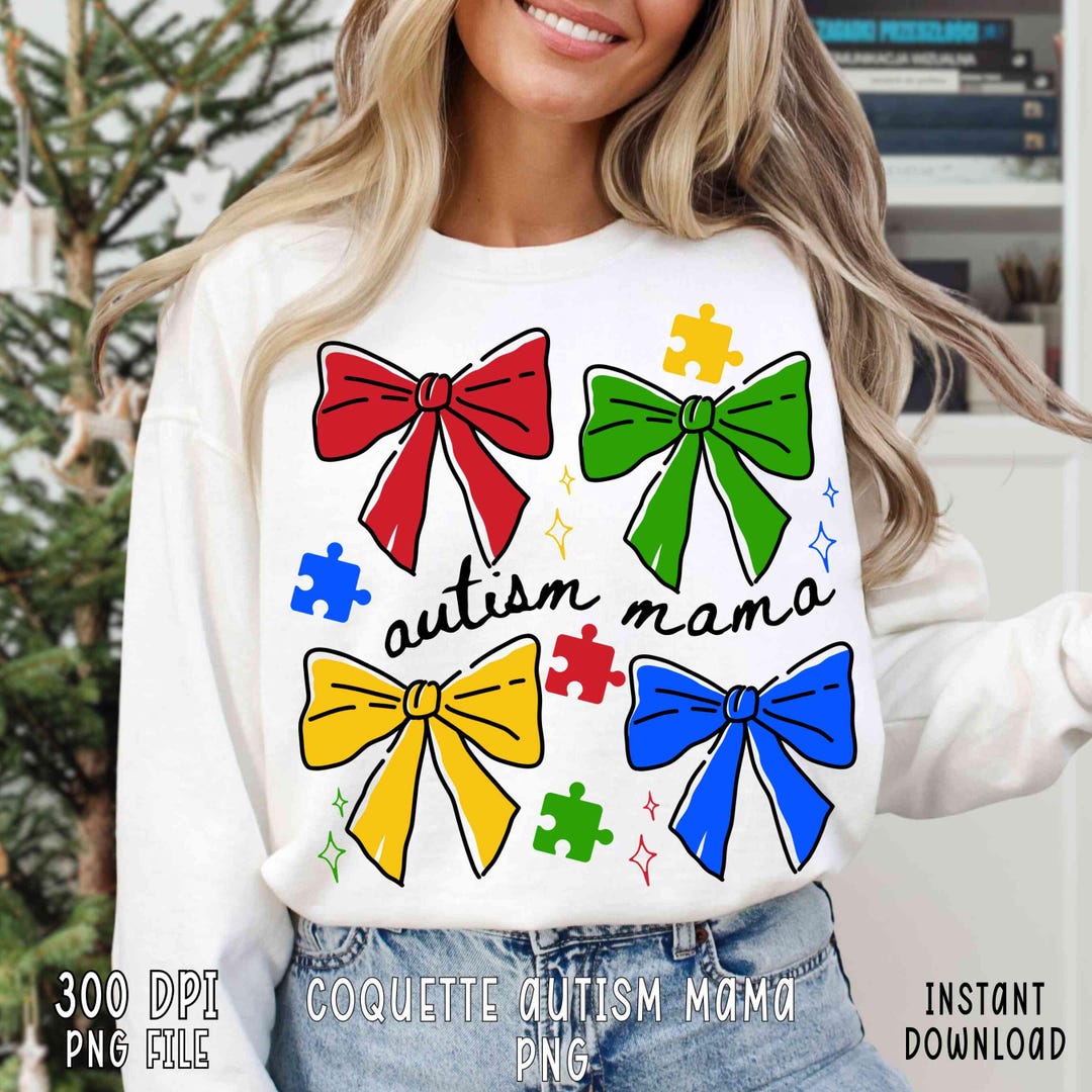 Autism Mama Png Coquette Autism Mom Png Autism Ribbon Bow Png ...