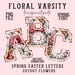 Varsity Letters Floral PNG Spring Daisy Monogram Font Easter Alphabet ...