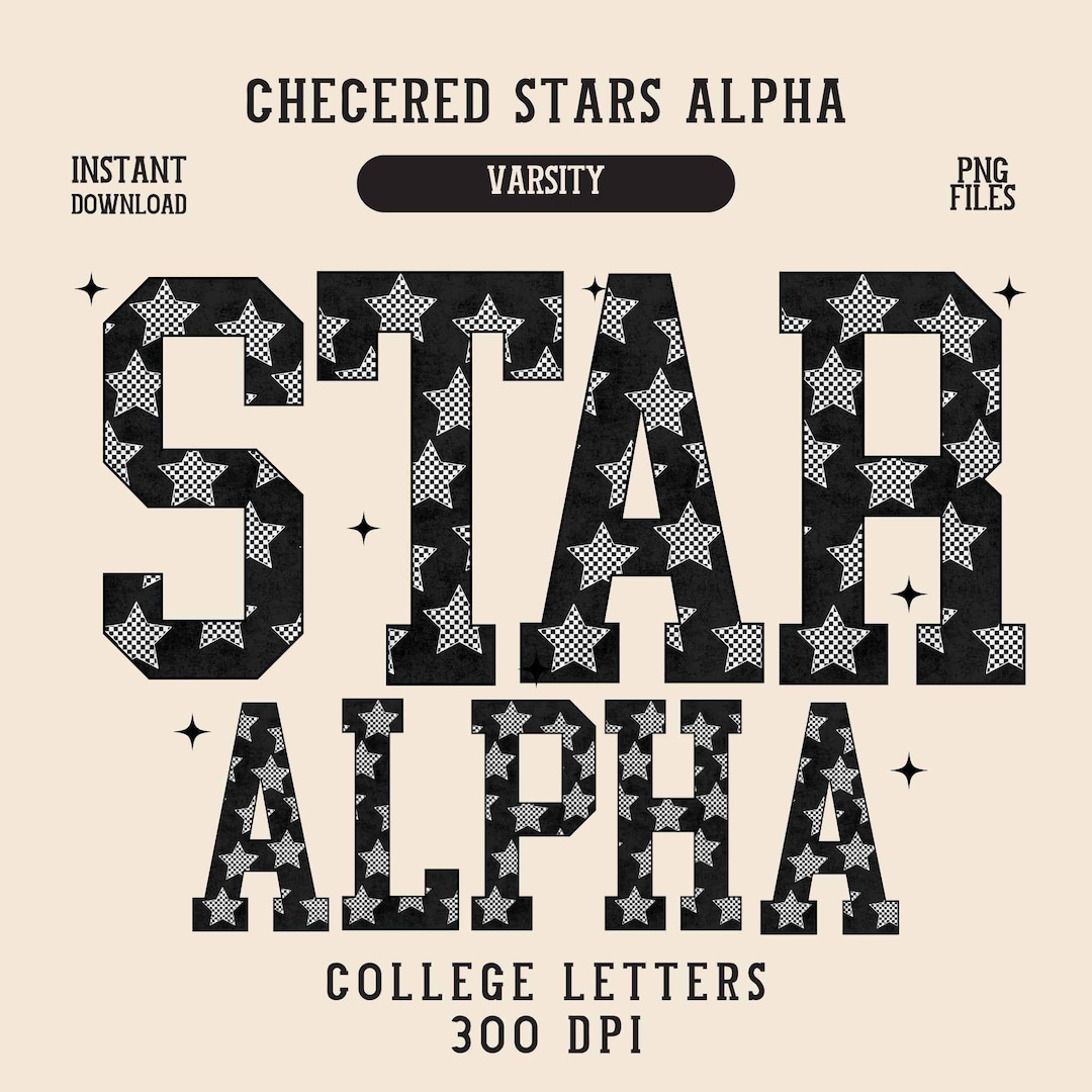 Checker Stars Varsity Alphabet Png School Spirit Letters Back to School ...
