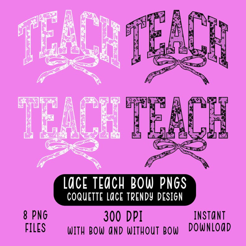 Lace Teach Png Coquette Teacher Lace Bow Png Floral Chinoiserie Teacher ...