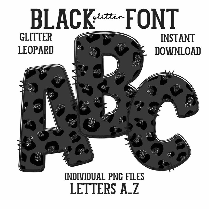 Leopard Alphabet Png Font Black Cheetah Letters Bundle Animal Print ...