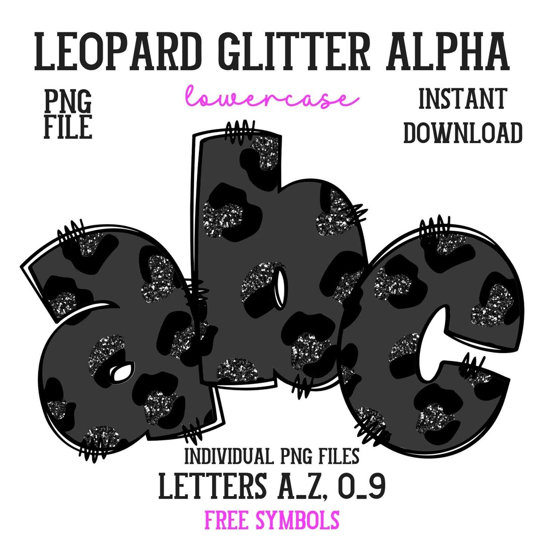 Black Leopard Glitter Alphabet Png Cheetah Font Lowercase Letters ...