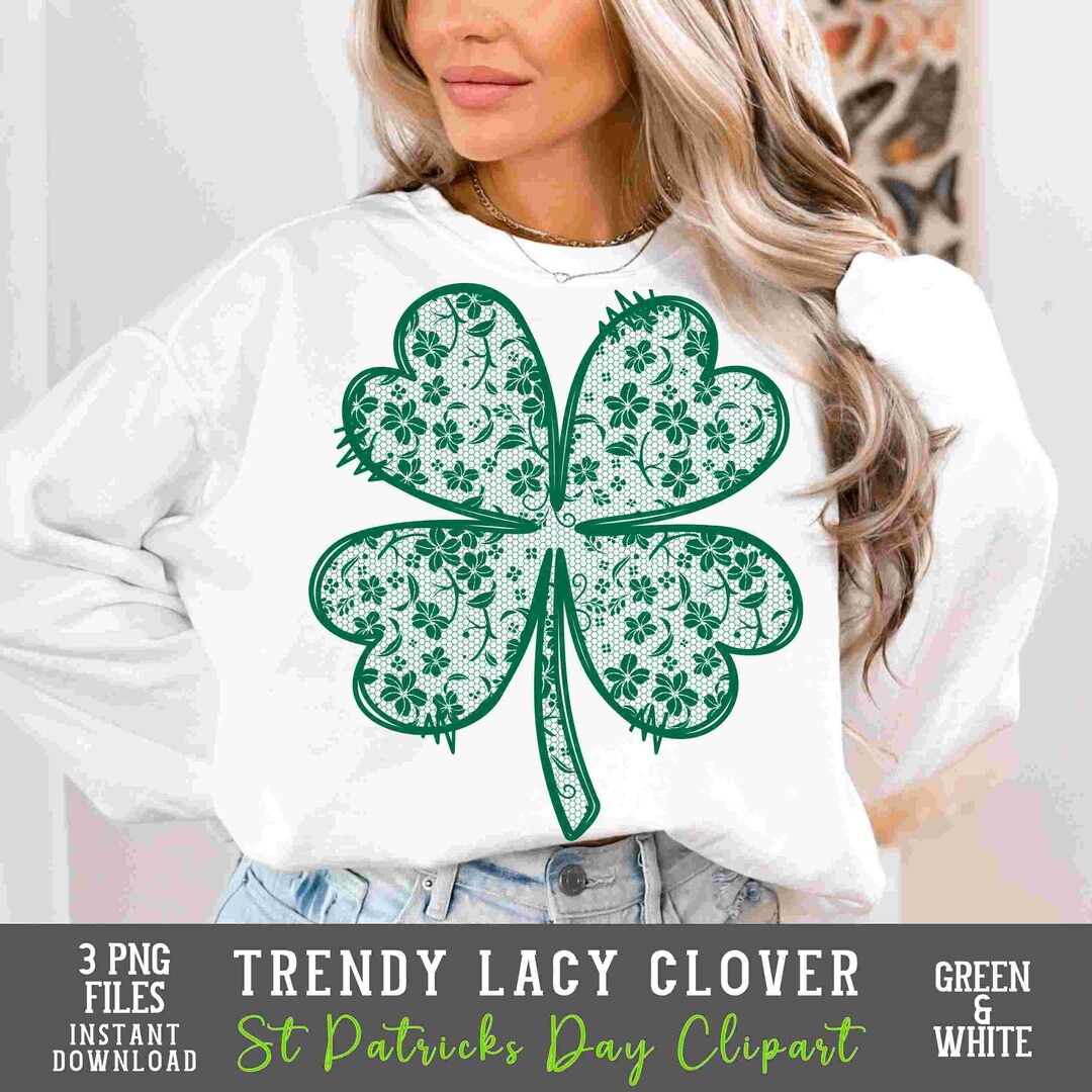 Lace Clover Png Coquette St Patricks Day Shamrock Png Lucky Charm ...
