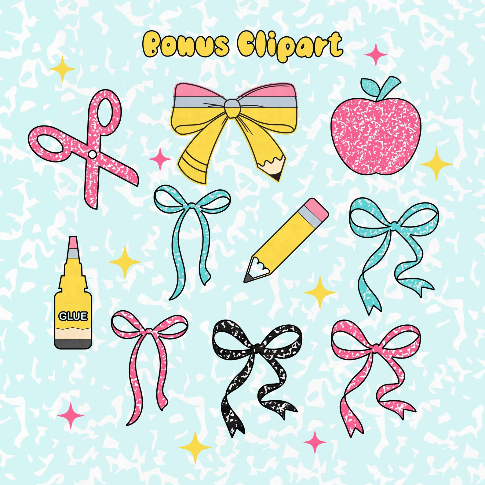 Preppy Back to School Alpha PNG 5 Sets Cute Teacher Gift Letters ...