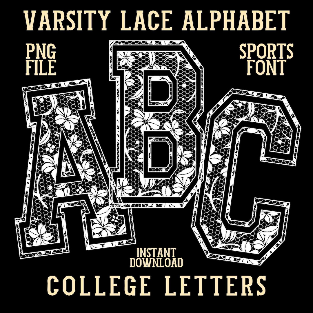 Lace Varsity Letters Png White Lace College Alphabet Clipart Letter ...