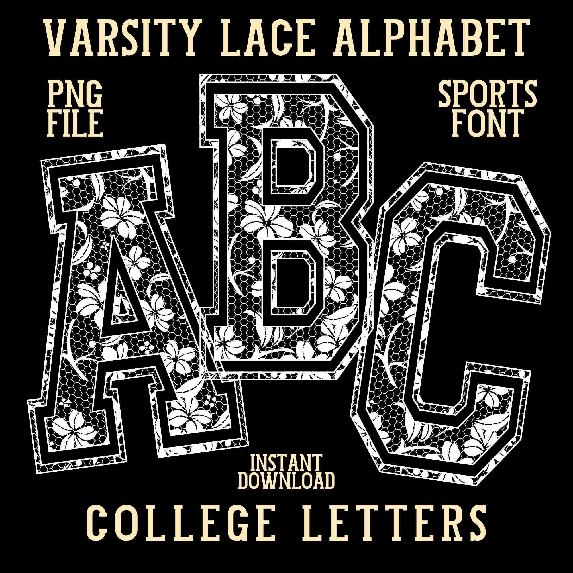 Lace Varsity Letters Png White Lace College Alphabet Clipart Letter ...