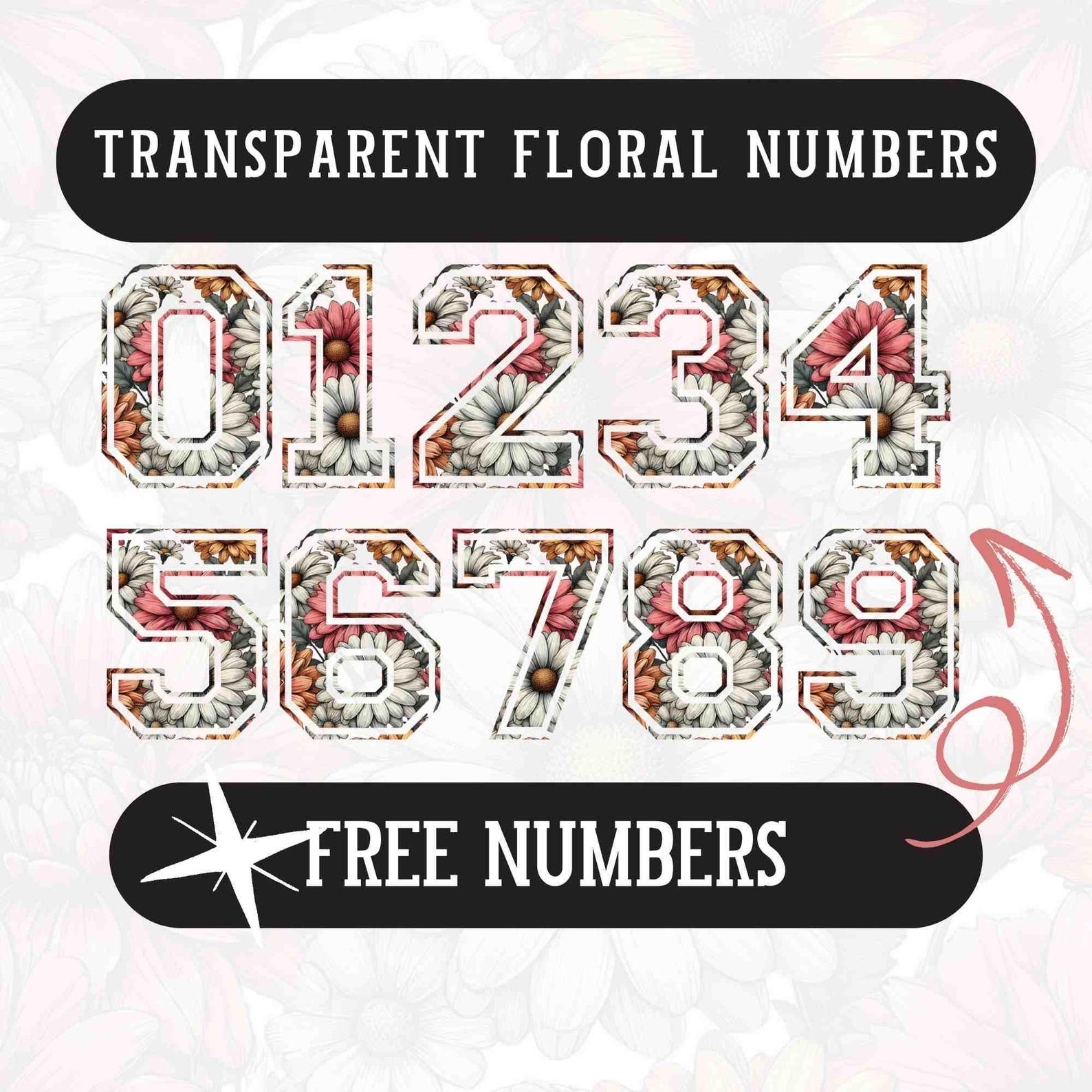 Varsity Letters Floral PNG Spring Daisy Monogram Font Easter Alphabet ...