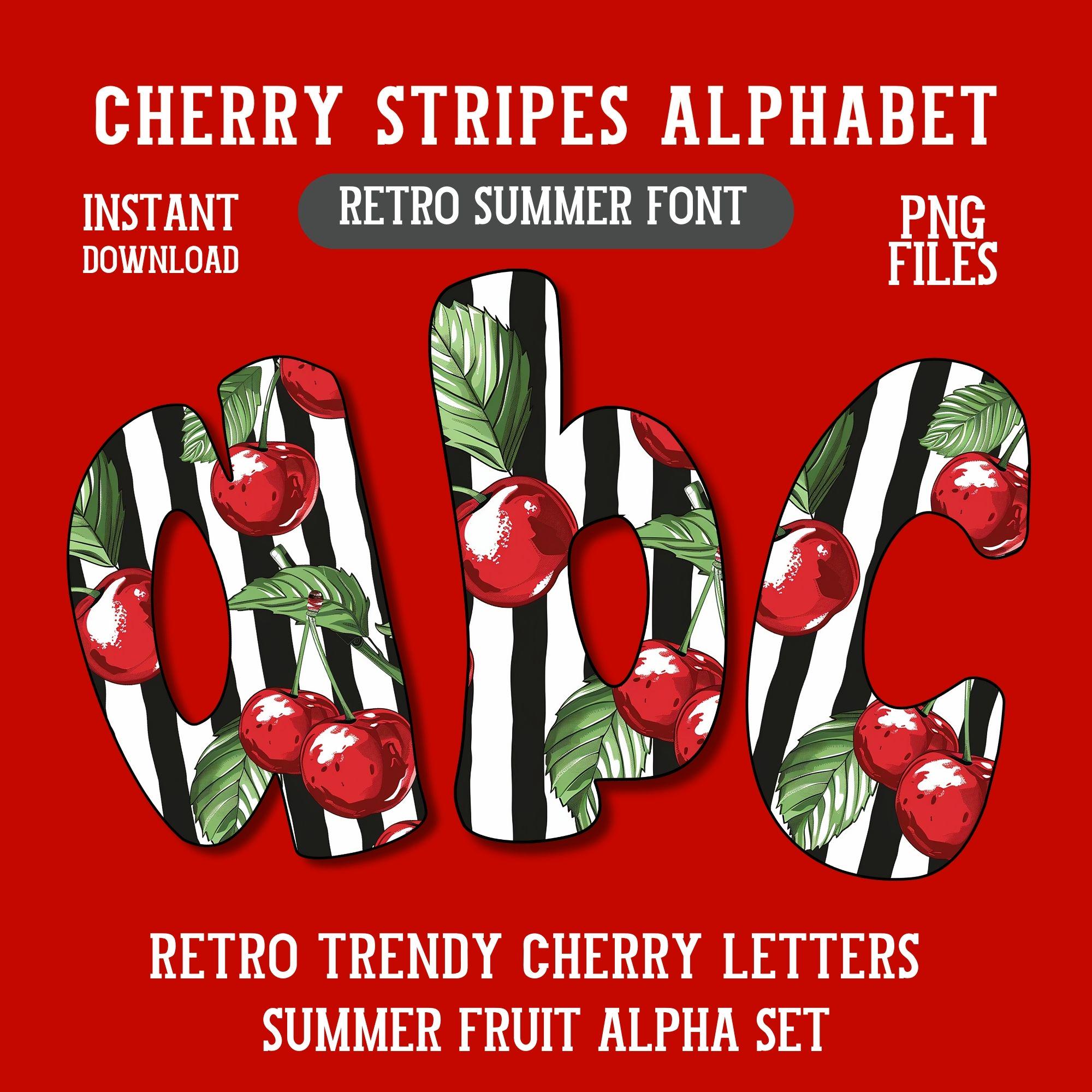 Cherry Alphabet Png Cherries Stripes Font Coquette Berry Png Alpha Set ...
