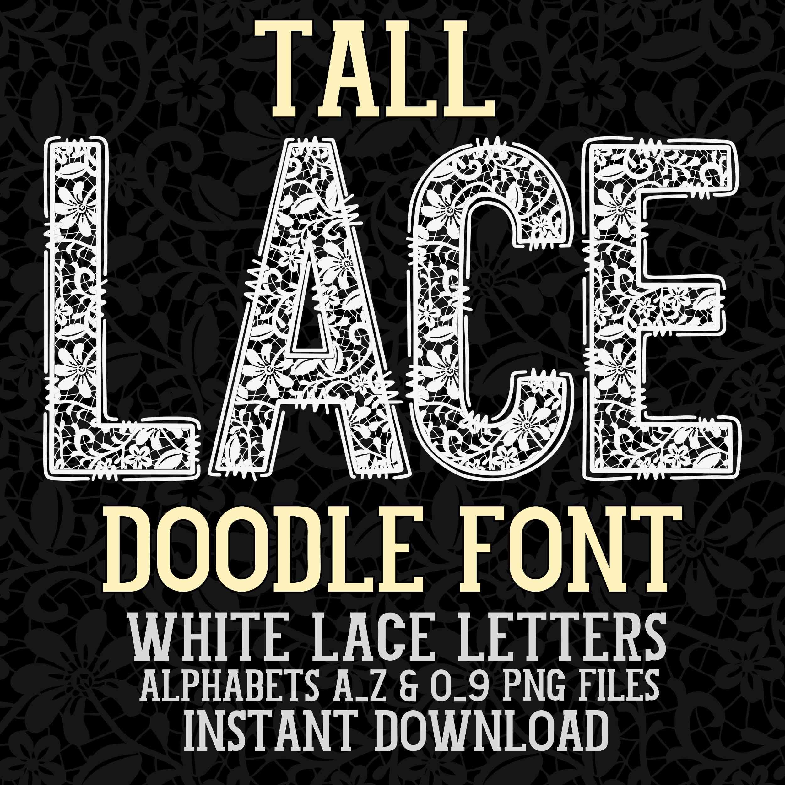 White Lace Alphabet Png Tall Floral Lacy Font Png Bundle Tall Varsity ...