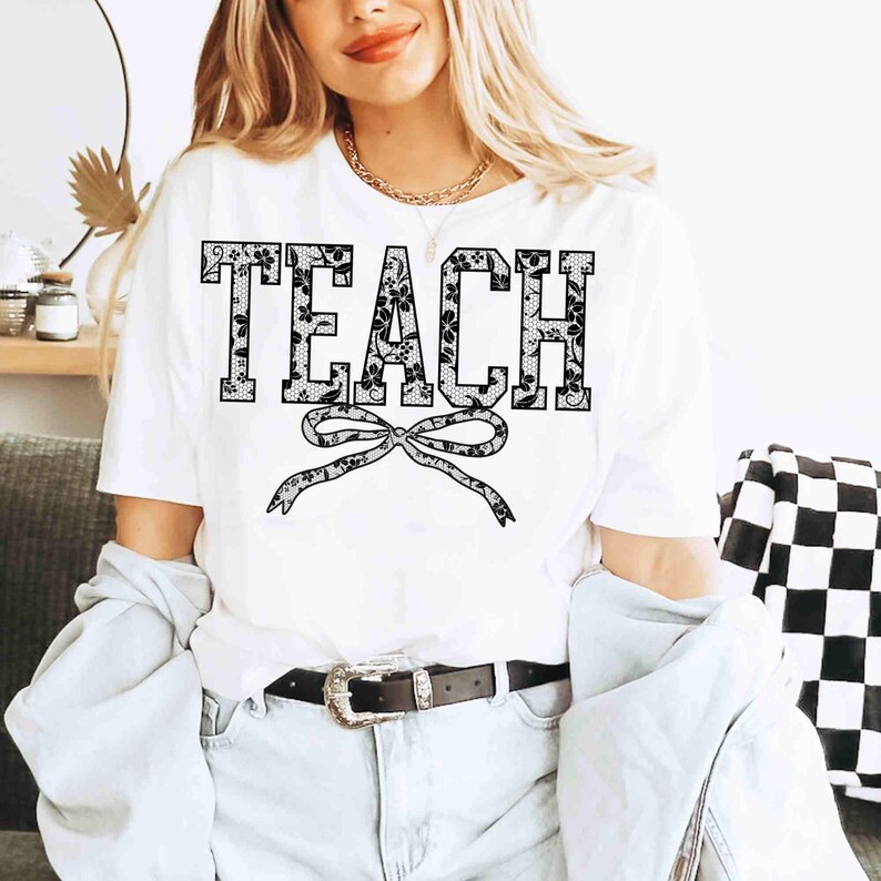 Lace Teach Png Coquette Teacher Lace Bow Png Floral Chinoiserie Teacher ...