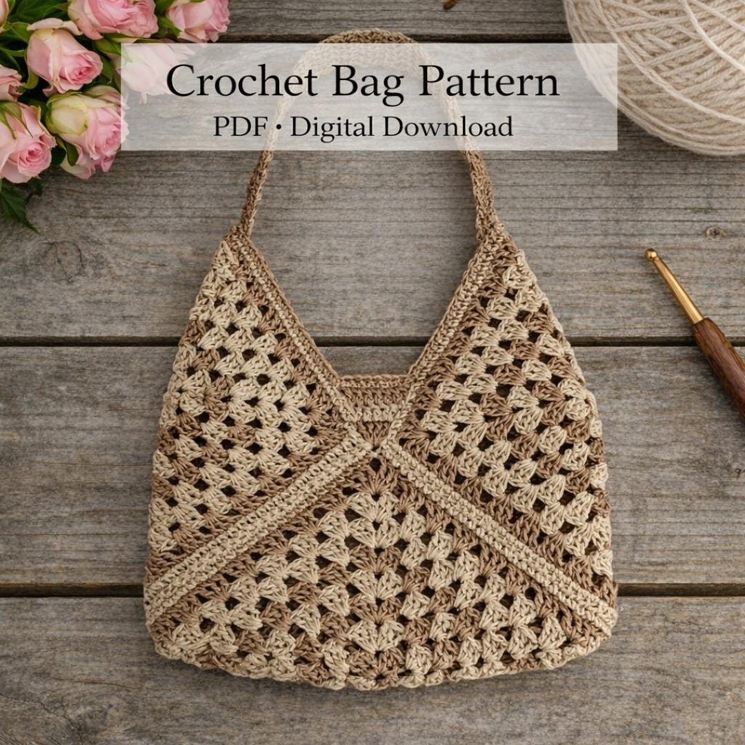 Granny Square Crochet Bag Pattern PDF – Digital Crochet Tote Bag ...