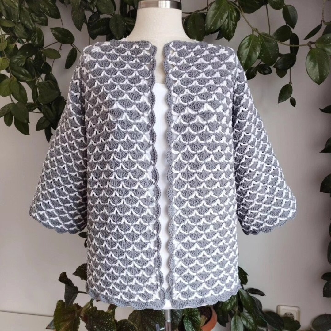 Crochet Mussel Stitch Cardigan: Women's Cotton Jacket - Etsy