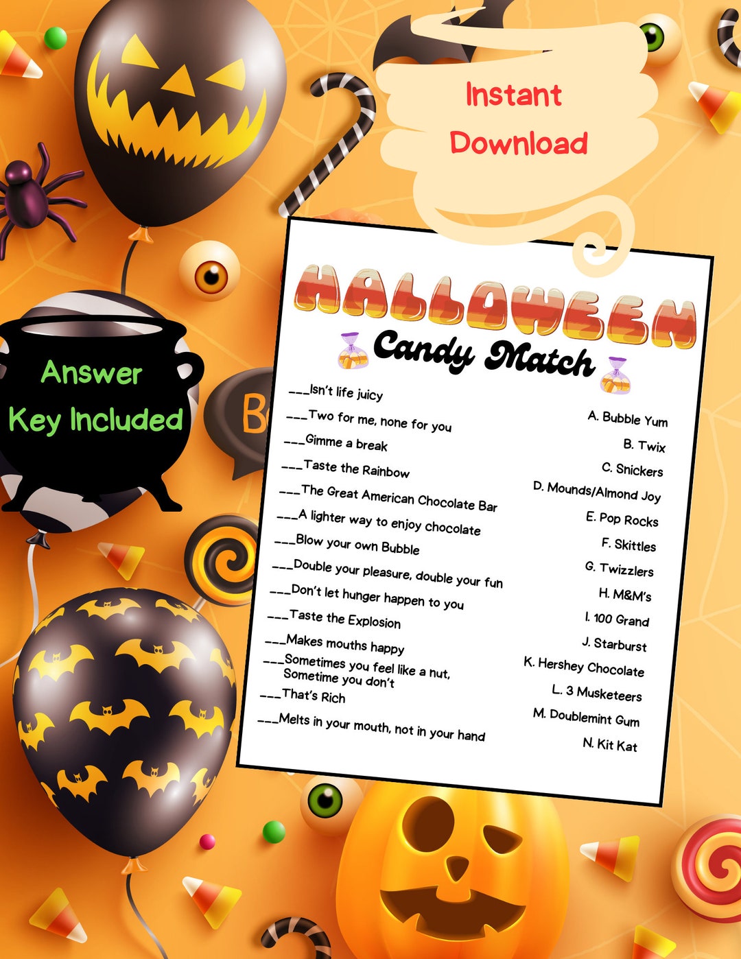 Halloween Candy Match Game, Halloween Pregnancy Candy Match Game, Baby ...