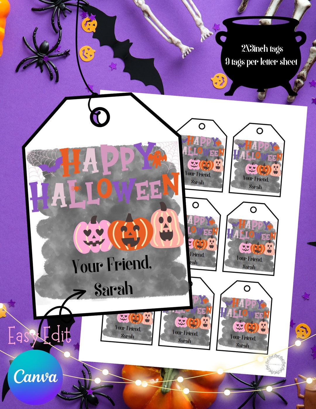 Printable Halloween Candy Tags, Boo Basket Tag, Halloween Treat Tags ...