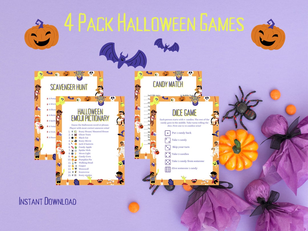 4 Halloween Fun Games Bundle, Halloween Party Games, Halloween Games ...