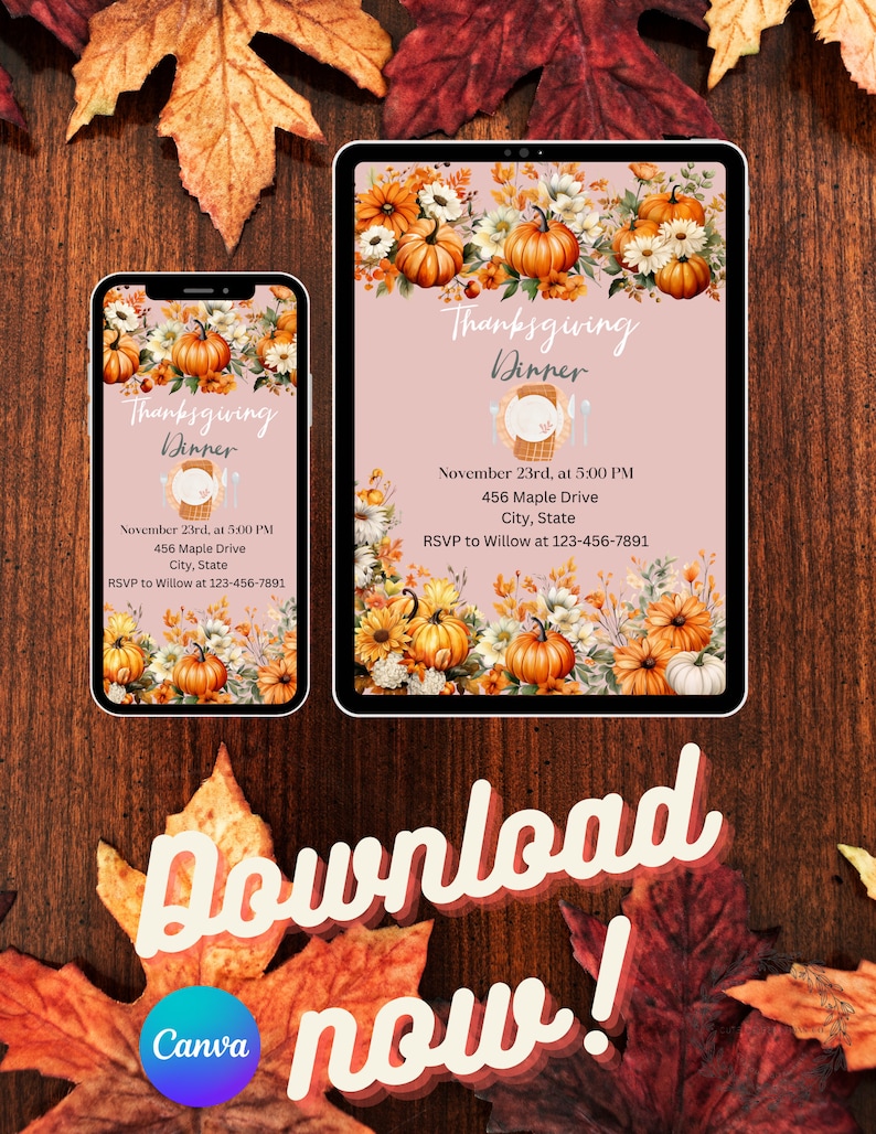 Thanksgiving Dinner Party Invitation, Friendsgiving Invitation, Fall ...