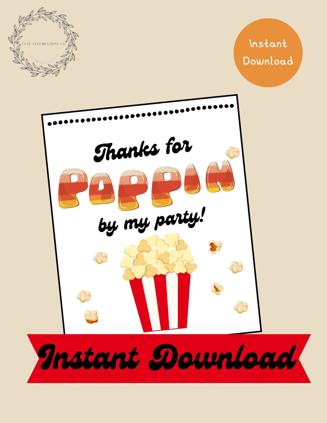Popcorn Party Favor Tag, Halloween Popcorn Gift Tag, Thanks for Poppin ...