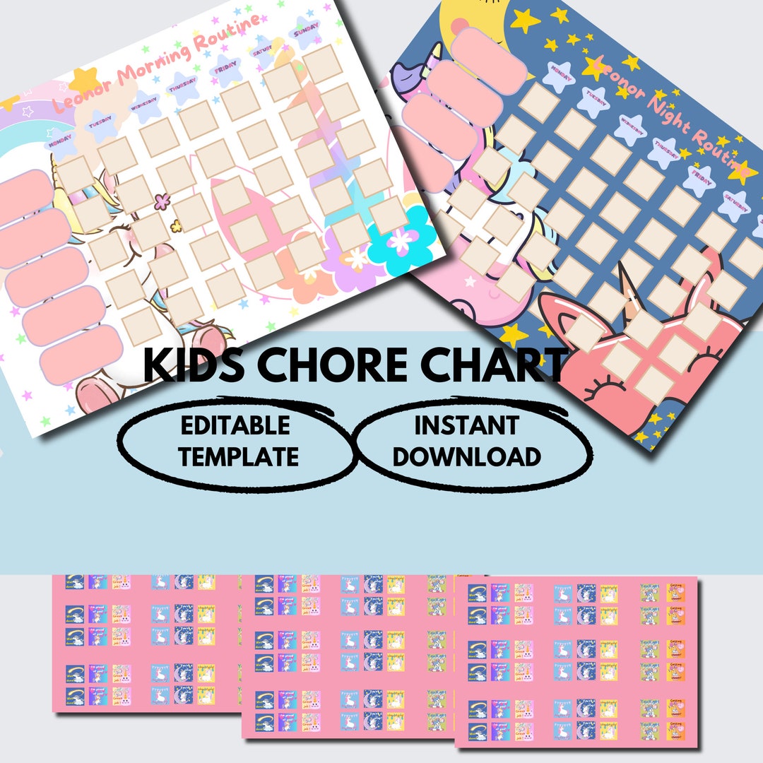 Kids Chore Charts, Routine & Weekly Planner, Behavior Chart and Routine ...