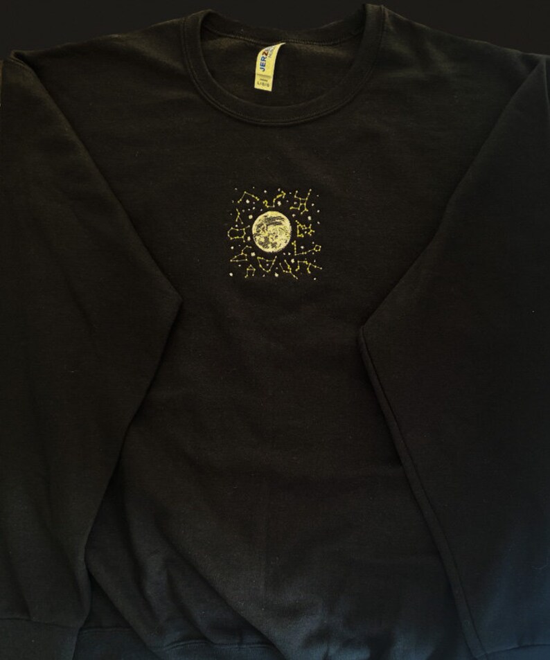 Embroidered Moon and Constellations Sweatshirt, Celestial Sweatshirt ...