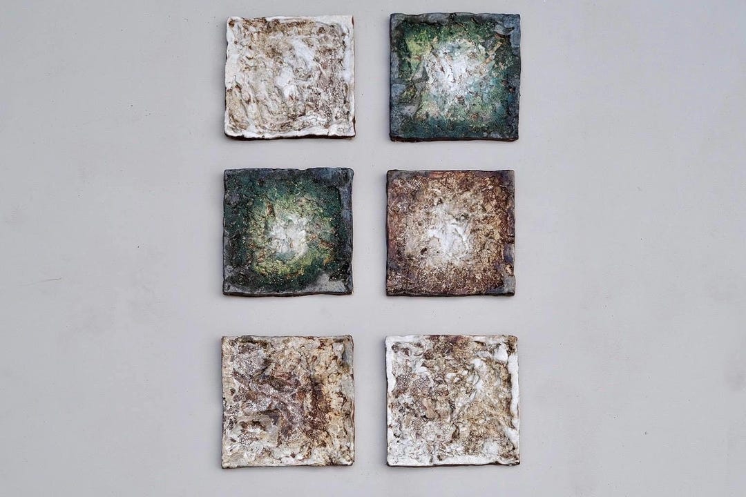 Ceramic Wall Art, 6 Piece Tile Panel for Organic Modern and Japandi ...
