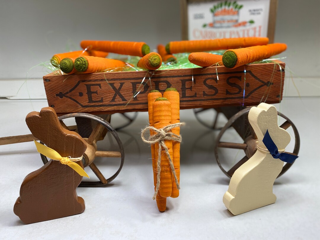 Set of 3 Hand Turned Carrots, Shelf Sitter Wooden Carrots, Easter Bowl ...