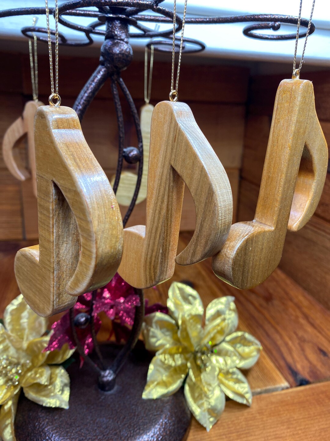Hand Cut Wood Eighth Note Ornament, Rustic Music Decor - Etsy