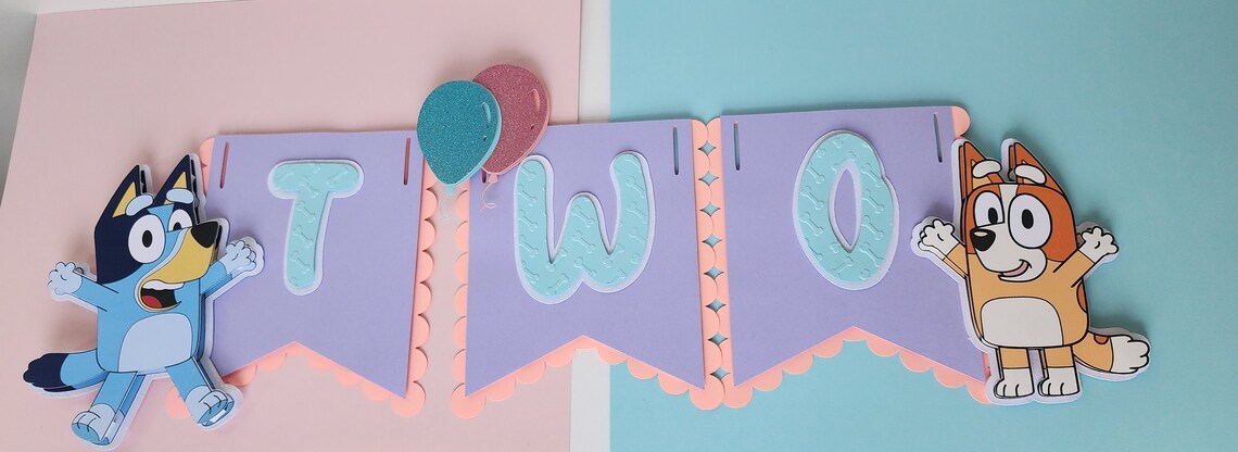 Bluey Two Banner Bluey Banner Bluey Pendant Banner Bluey Birthday Bluey ...