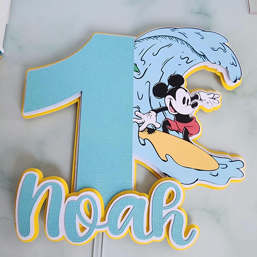 Summer Mickey Cake Topper Surfer Mickey Birthday Mickey First Birthday ...