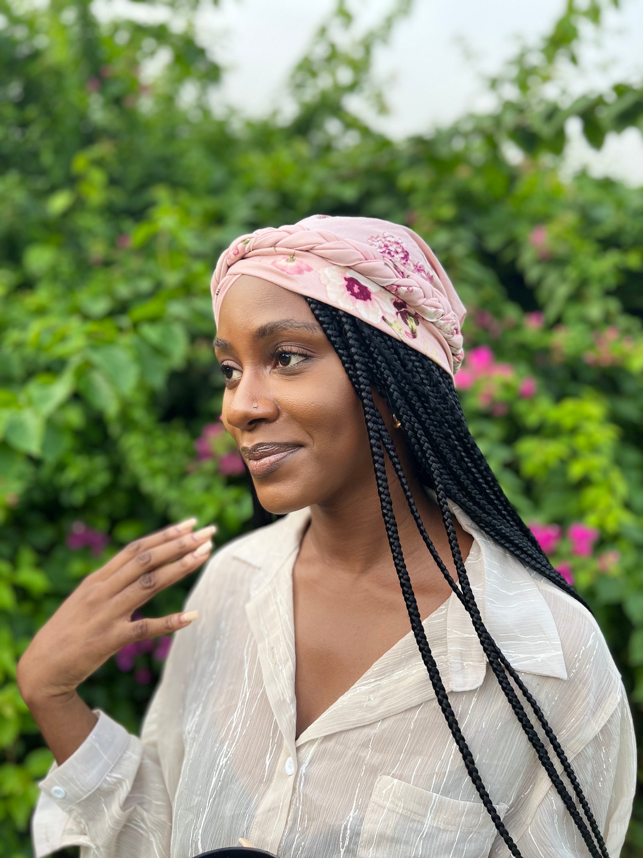 Braided Pre-tied Turban Cap, Twist Cap, Chemo, Twisted Hat, Alopecia ...