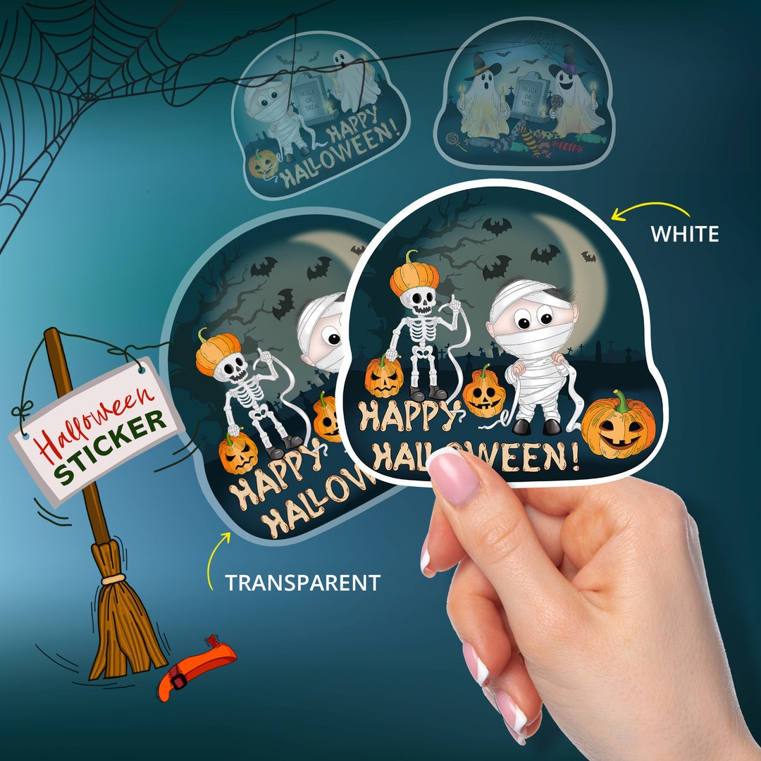 Skeleton Sticker Halloween Funny Decal Hand Drawn Illustration for ...