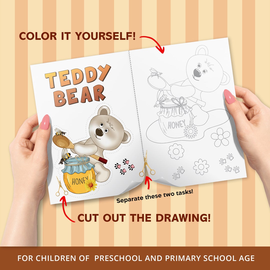 Teddy Bear Coloring Page: Kids' Travel Activity (digital Download A4 ...