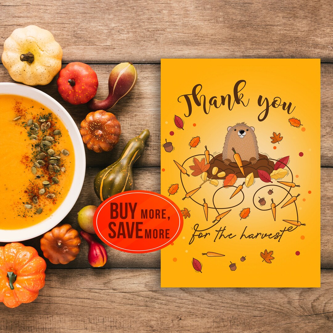 Fall Harvest Card Thank You Note Card for Fall Harvest Gratitude Note ...