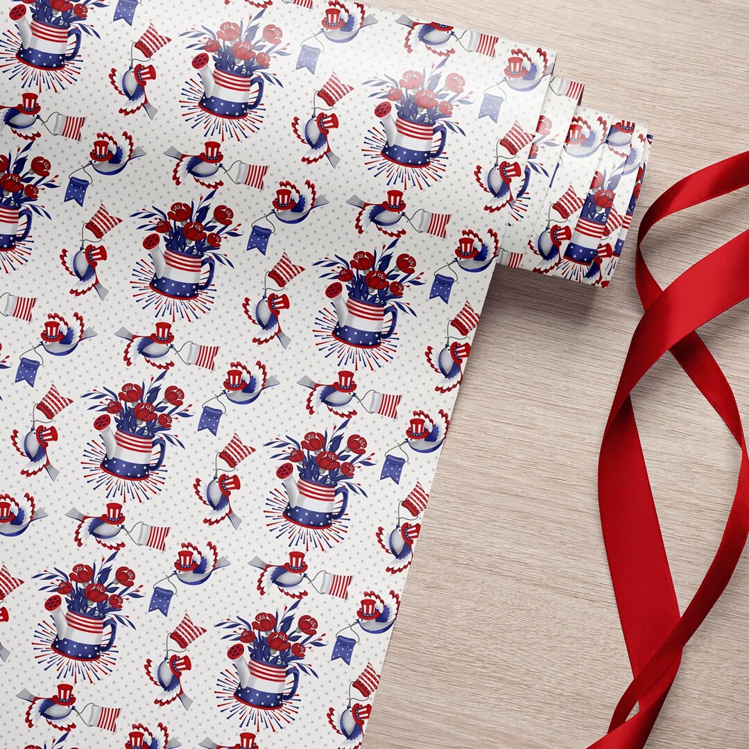 Summer Gift Wrap Birds of Liberty Patriotic Themed Wrapping Paper for ...