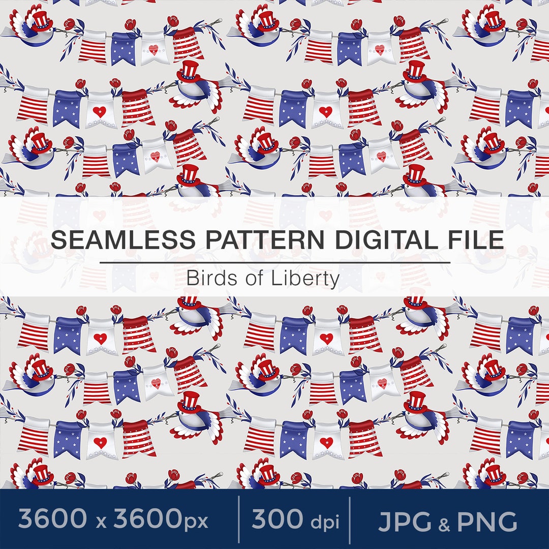 Patriotic Gift Wrap American Flag Wrapping Paper Garden Birds 4th of ...