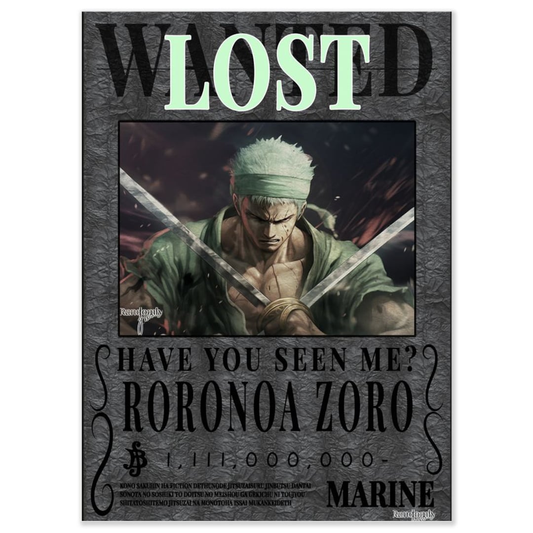 Roronoa Zoro One Piece Wanted Poster Op Multiverse - Etsy