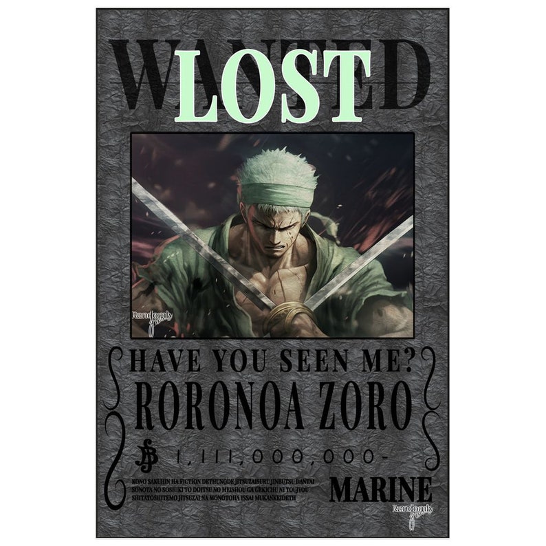 Roronoa Zoro One Piece Wanted Poster Op Multiverse - Etsy