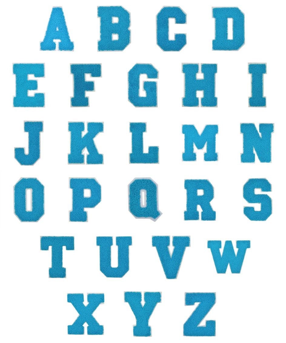 Turquoise Varsity Alphabet Letters Chenille Iron-on Patch - Etsy