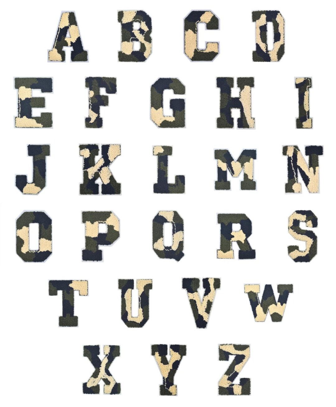 Camouflage Varsity Alphabet Letters Chenille Iron-on Patch - Etsy