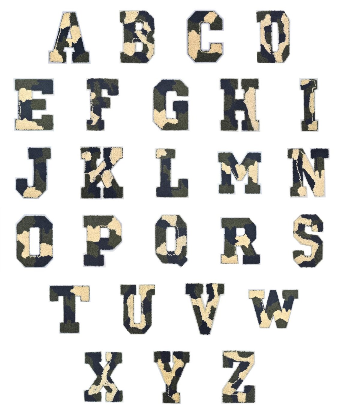 Camouflage Varsity Alphabet Letters Chenille Iron-on Patch - Etsy