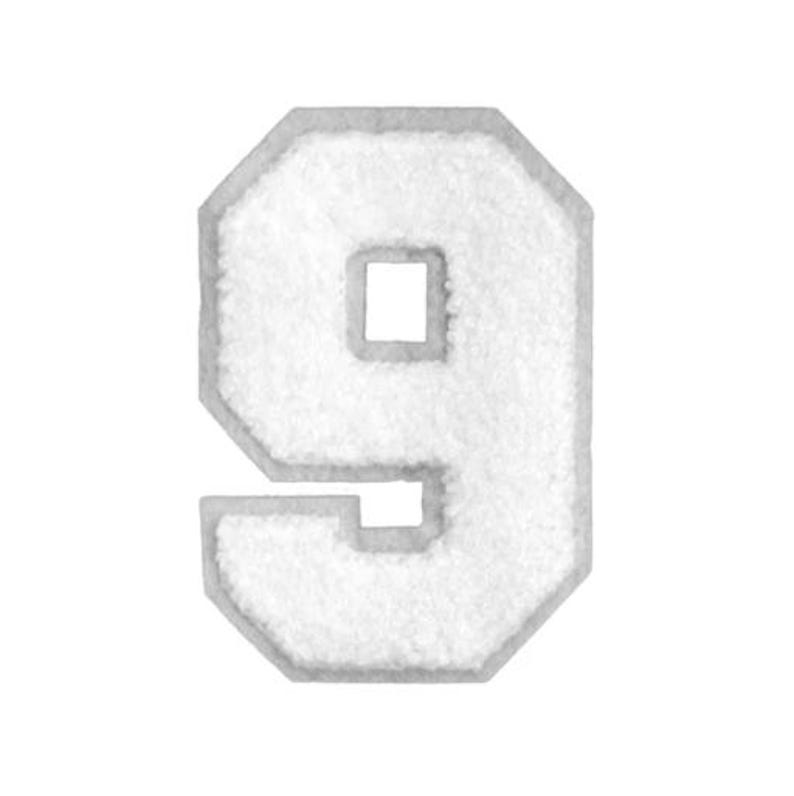 White Varsity Number on White Chenille Iron-on Patch - Etsy